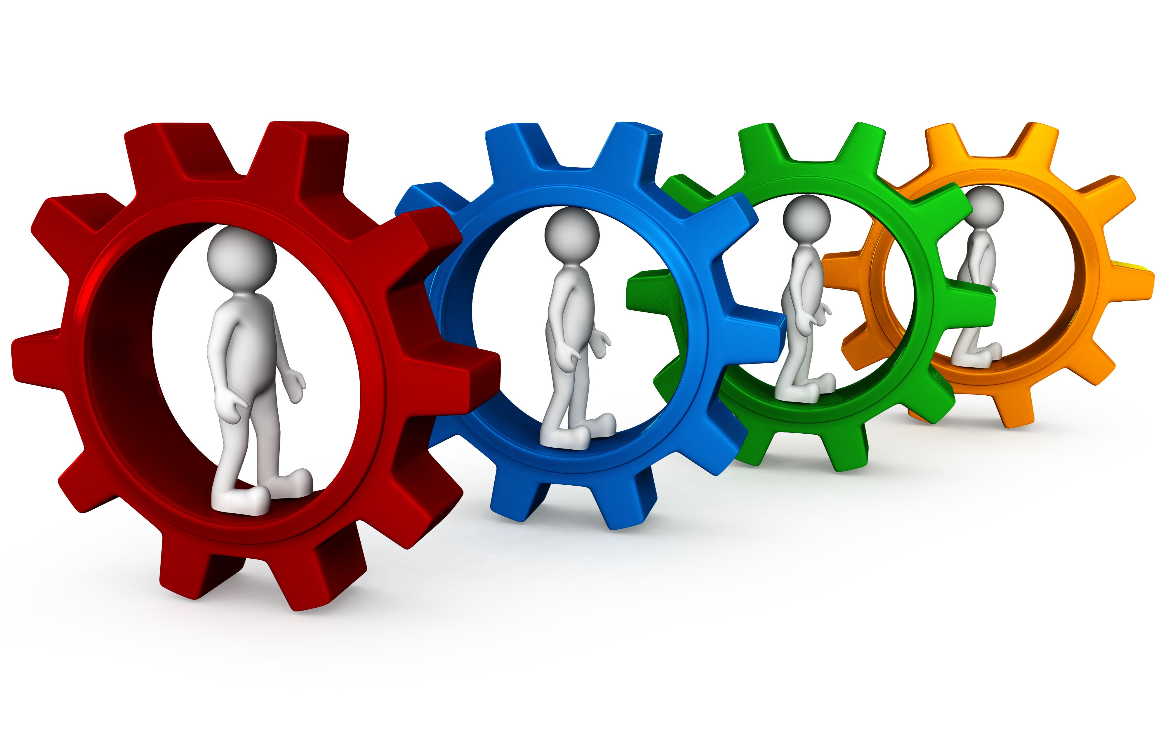 series_of_gears_and_3d_men_inside_it_for_process_flow_stock_photo ...